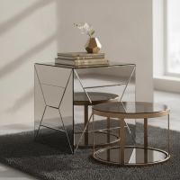 China Mirrored Finish Coffee Table with Metal Leg and Rose Gold Mirror for sale