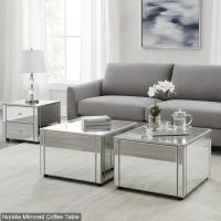 China Noralie Mirrored Finish Coffee Table with Square Glass Top and Contemporary Design for sale
