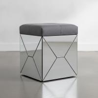 China Mirrored Stool with Grey Color Cushion for General Use Footstool for sale