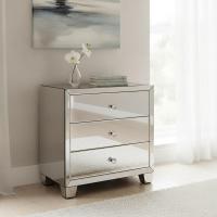 China Mirrored Surface Nightstand with Drawer and Cabinet - 29.7X29.7X59.9CM Modern Silver Bedside Table for sale