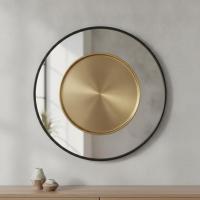 China Round Decorative Mirror with Bevelled Edge and Black MDF Back in 30 cm Frame Width for sale