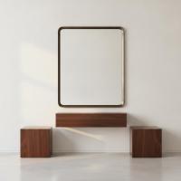 China Silver and Purple Color Wall Mirror with Console Compact Design Stylish Finish Side Table for sale
