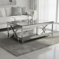 China Modern Mirrored Coffee Table with Silver Mirror and Black Paint for Living Room for sale