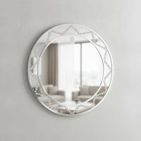 China Silver Diamond Round Shape Decorative Wall Mirror 100X100X4CM for sale