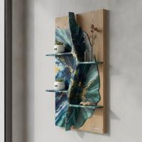 China 71.4X20.8x10.2CM Wall Shelf with Crush Diamond Glass and 2 Drawers Mirror Art Resin Craft Shelf for sale
