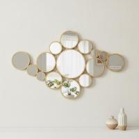 China Decorative Wall Mirror with Gold Leaf Background, Beveled Edge, and Black Lacquered MDF Back for sale