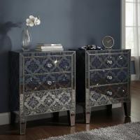 China Romano Crystal Slim Venetian Mirrored Nightstand with Slim Design and Crystal Finish for sale