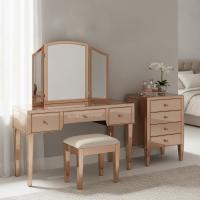China Rose Gold Mirrored Vanity Table with Hollywood Mirror and Custom Size Options for sale