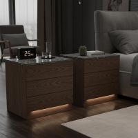 China Golden Finish Nightstand with 3 Drawer Design and MDF+Mirror Material for Bedroom Furniture for sale