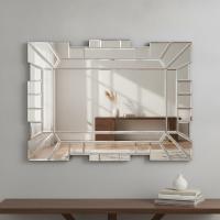 China Beveled Decorative Mirror Panels For Walls Silver Leaf Graphics On Black Lacquered MDF Back for sale