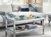 China 2-layer crystal mirror coffee table with stainless steel legs and crushed diamond design for sale