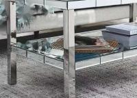 China 2-layer crystal mirror coffee table with stainless steel legs and crushed diamond design for sale