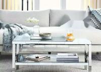 China 2-layer crystal mirror coffee table with stainless steel legs and crushed diamond design for sale