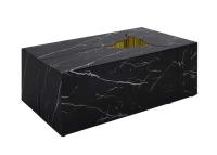 China Black Marble Glass Coffee Table with 3 Parts Design and 119.4X70X44.5CM Dimensions for Living Room for sale