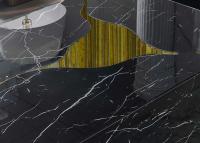 China Black Marble Glass Coffee Table with 3 Parts Design and 119.4X70X44.5CM Dimensions for Living Room for sale