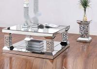 China Black Mirror Coffee Table with MDF Material and Gold Painted Finish for Living Room for sale