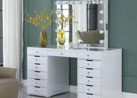China Professional 120x55x81cm Hollywood Vanity Mirror with 15 Hollywood-style Bulbs and 7 Drawers Dressing Table for sale