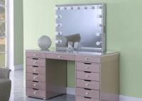 China Professional 120x55x81cm Hollywood Vanity Mirror with 15 Hollywood-style Bulbs and 7 Drawers Dressing Table for sale
