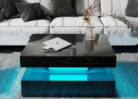 China JS-CT05 Black Mirrored LED Coffee Table with Multi-Color Lighting and Tiered Infinity Effect for sale
