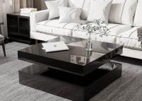 China JS-CT05 Black Mirrored LED Coffee Table with Multi-Color Lighting and Tiered Infinity Effect for sale