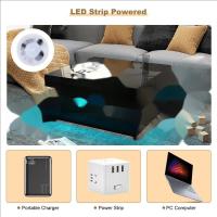 China JS-CT05 Black Mirrored LED Coffee Table with Multi-Color Lighting and Tiered Infinity Effect for sale