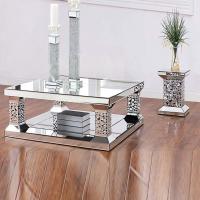 China JS-CT05 Black Mirrored LED Coffee Table with Multi-Color Lighting and Tiered Infinity Effect for sale