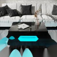China JS-CT05 Black Mirrored LED Coffee Table with Multi-Color Lighting and Tiered Infinity Effect for sale