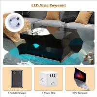 China JS-CT05 Black Mirrored LED Coffee Table with Multi-Color Lighting and Tiered Infinity Effect for sale