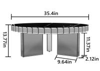 China JS-CT09 Modern Coffee Table with Grey Marble Effect Glass and Mirrored Base Construction in Round Fluted Pedestal Design for sale