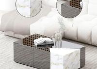 China JS-CT12 Mirrored Block Coffee Table with Brown Tinted Mirror and Marble Patchwork Inlay in Rectangular Block Structure for sale