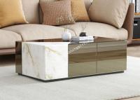 China JS-CT12 Mirrored Block Coffee Table with Brown Tinted Mirror and Marble Patchwork Inlay in Rectangular Block Structure for sale