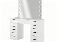 China JSF1077-1 Hollywood Dressing Table with Silver Mirror and LED Lighting - 120X40X155CM Vanity Table for sale