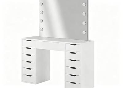 China JSF1077-1 Hollywood Dressing Table with Silver Mirror and LED Lighting - 120X40X155CM Vanity Table for sale