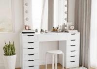 China JSF1077-1 Hollywood Dressing Table with Silver Mirror and LED Lighting - 120X40X155CM Vanity Table for sale