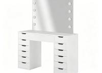 China JSF1077-1 Hollywood Dressing Table with Silver Mirror and LED Lighting - 120X40X155CM Vanity Table for sale