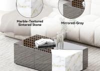 China Mirrored Block Coffee Table with Brown Tinted Mirror and Marble Patchwork Inlay in Rectangular Block Structure for sale