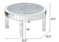 China Modern Round Mirrored Coffee Table with Crystal Inlay for Living Room Decor for sale