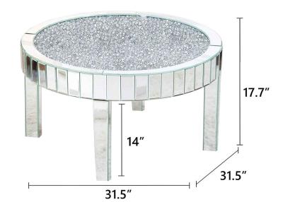 China Modern Round Mirrored Coffee Table with Crystal Inlay for Living Room Decor for sale