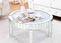 China Modern Round Mirrored Coffee Table with Crystal Inlay for Living Room Decor for sale
