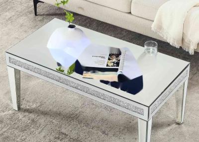 China Mirrored Finish Coffee Table with Crushed Diamond Design and LED Lasagna Lights for Living Room for sale