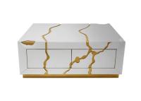 China Modern Super White Marble Texture Coffee Table 101.5 x 61 x 50.8 cm Contemporary Design for sale