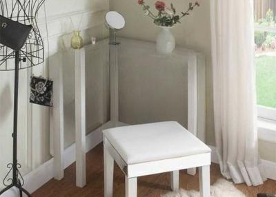 China 5-Drawer Dresser Vanity Dressing Table Set with Tri-Fold Mirror and Mirrored Stool for sale