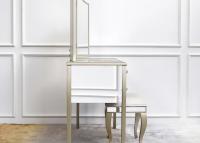 China 5-Drawer Dresser Vanity Dressing Table Set with Tri-Fold Mirror and Mirrored Stool for sale