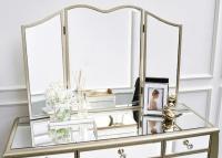 China 5-Drawer Dresser Vanity Dressing Table Set with Tri-Fold Mirror and Mirrored Stool for sale