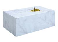 China White Marble Glass Coffee Table with Gold Mirror and 119.4X70X44.5CM Dimensions for Living Room for sale