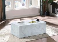 China White Marble Glass Coffee Table with Gold Mirror and 119.4X70X44.5CM Dimensions for Living Room for sale