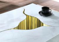China White Marble Glass Coffee Table with Gold Mirror and 119.4X70X44.5CM Dimensions for Living Room for sale