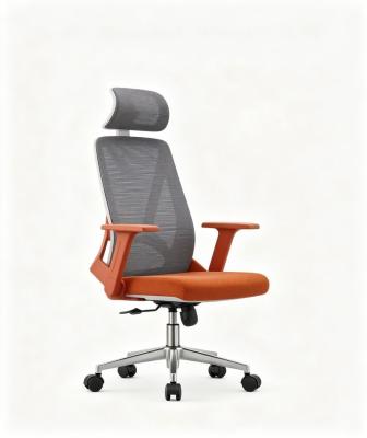 China Orange Ergonomic Mesh Office Chair with Headrest-Task Chairs for sale