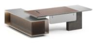 China LIMITLESS Moss Contemporary Executive Office Desk Private Office Rooms Soft-Close Drawers Silver Handles for sale