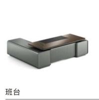China SUNE Gunmetal Modern Executive Desk For Home Office L Shaped Private Office For 1 Person Fitted Storage Leather Inlay for sale